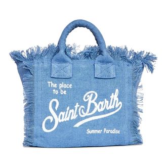 MC2 Saint Barth Femme, Sacs, Bleu, Taille: ONE Size Mini Vanity Linen Tote