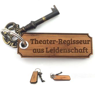 Mr. & Mrs. Panda Schlüsselanhänger Theater-Regisseur - Geschenk, Rente, Schenken, Holz Schlüsselanhänger, Studium, Diplom, Schlüsselbund