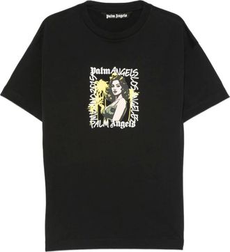 Palm Angels Homme, Tops, Noir, Taille: S T-shirt &agrave; imprim&eacute; graphique