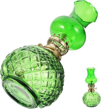 BESPORTBLE Vintage Kerosinlampe mit Windschutz Glaslampenschirm Dekorative &Ouml;llampe mit Dochtbrenner Tragbare Petroleumlampe f&uuml;r Haus Camping und Party Gr&uuml;ne Retr