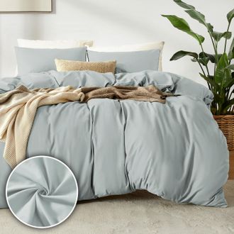Puredown Bettbezüge 155x200cm + 2er Kissenbazug 80x80cm - Mikrofaser Atmungsaktive Superweich, Oeko-Tex Bettwäsche-Sets, 3 teilig, Mondlichtgrau