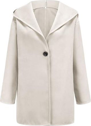 Generic Manteau surdimensionné pour femme avec revers ouvert sur le devant, veste dhiver mi-longue, trench de bureau, cardigan veste dextérieur, blanc, XXL