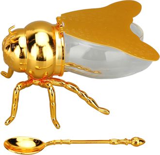 CHICIRIS Bienen Geformtes Glas Honig Glas, Exquisites Dekoratives Zink Legierung Leicht zu Reinigen, K&uuml;chen mit Speisel&ouml;ffel Kompaktes Leicht Gewicht, f&uuml;r Home