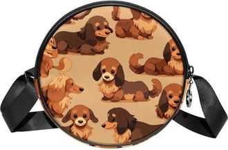Generic Sac &agrave; bandouli&egrave;re rond pour femme, petit sac &agrave; bandouli&egrave;re avec fermeture &eacute;clair et bretelles r&eacute;glables style d&eacute;contract&eacute; pour femmes et filles