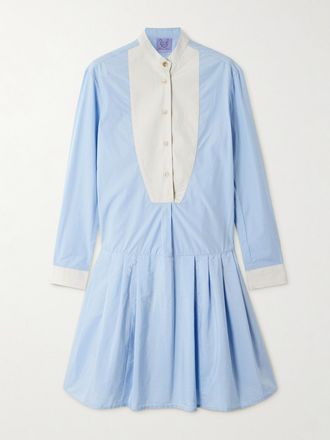 Thierry Colson Lizbeth Minikleid Aus Baumwollpopeline Mit Nadelstreifen - Blau