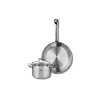 Fackelmann ELO 9695550 Batterie de cuisine 2 pièces, Ensemble de 1 Poêle de cuisson 28 cm et 1 faitout 16 cm Elo Profi Citrin, inox, induction