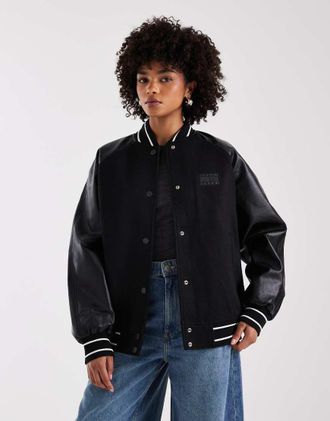 Tommy Jeans Veste teddy oversize avec logo drapeau - Noir
