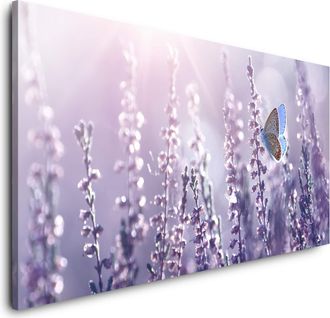 Paul Sinus Art Lavendel und Schmetterlinge 120x 60cm Panorama Leinwand Bild XXL Format Wandbilder Wohnzimmer Wohnung Deko Kunstdrucke