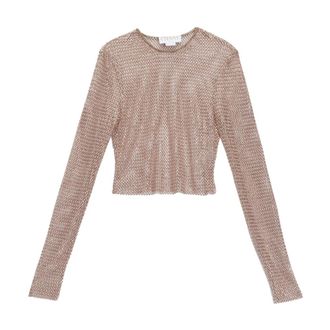 Genny Top Rete Perle e Cristalli - - Tops - Damen - Rosa - XS