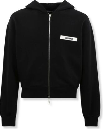 Jacquemus Homme, Sweatshirts et sweats &agrave; capuche, Noir, Taille: 2XL Le hoodie Gros Grain zipp&eacute;