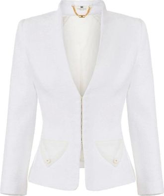 Elisabetta Franchi Femme, Vestes, Blanc, Taille: 36 FR Veste en tweed