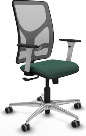 Piqueras y Crespo Computerstuhl mit wei&szlig;en und schwarzen Armlehnen, h&ouml;henverstellbare Lendenwirbelst&uuml;tze, 3 Positionen, Grau/Flaschengr&uuml;n