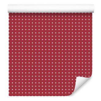 OEM Carta Da Parati A Pois Rossi, Con Centro Rosso, Per Soggiorno E Camera Da Letto, 50x1000 Cm