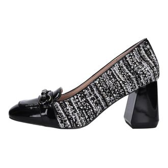Emanuelle Vee Femme, Chaussures, Noir, Taille: 37 EU Mocassins en cuir verni et tissu