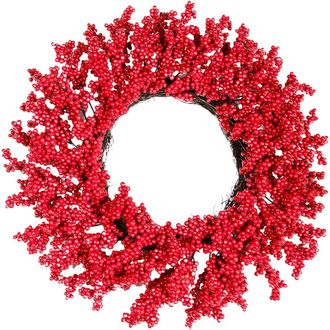 Generic Roter Beerenkranz | K&uuml;nstlicher Beeren-Rot-Dekorationskranz - Winterkranz mit roten Beeren, k&uuml;nstliche T&uuml;r-Weihnachtskr&auml;nze f&uuml;r Zuhause, Caf&eacute;, Hotel