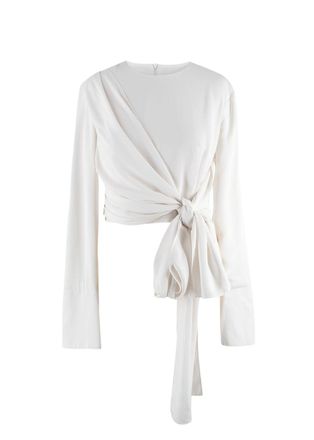 16Arlington 16Arlington White Long Sleeve Bow Tie Blouse Size XS