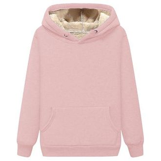 Generic Sweat &agrave; capuche en coton pour femme avec doublure en polaire chaude Sherpa, rose, XXL