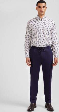 Eden Park Chemise En Popeline De Coton &Eacute;crue Imprim&eacute; Floral Marine Coupe Regular