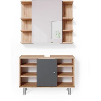 Vicco Badmöbel-Set Fynn, Goldkraft Eiche, 2 Teile, Unterschrank 80 cm