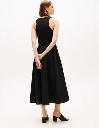 Tommy Hilfiger A-Linien-Kleid GOLD BUTTON POPLIN MIX DRESS Baumwollmischung, mit goldfarbenen Kn&ouml;pfen