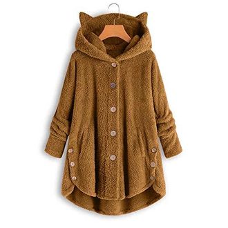Generic Pyjama Pilou Pilou Femme - Chic Peignoir Hiver Polaire Cocooning Cape Long Chaud Laine Pull Capuche Automne Sweat Veste Pilou Pilou