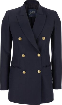 Seafarer Femme, Vestes, Bleu, Taille: 42 FR Veste Bleue en Laine avec Boutons M&eacute;talliques