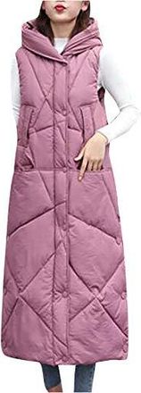 Generic Vestes dhiver 2026 pour femmes - Doudoune longue et &eacute;paisse - Longueur moyenne, rose, XL