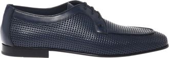 Baldinini Homme, Chaussures, Bleu, Taille: 45 EU Perforated Leather Lace-up Chaussures
