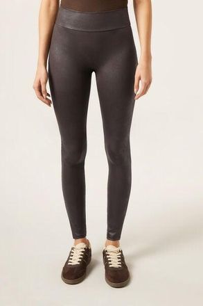 Calzedonia Scrunch Leggings In Lederoptik Schwarz