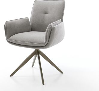 DELIFE Drehstuhl Nela-Flex Strukturstoff Soft Grau Kreuzgestell breit Effektfinish Titan 360&deg; drehbar Wippfunktion, Esszimmerst&uuml;hle