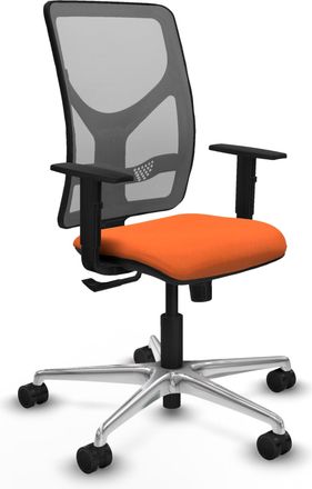 Piqueras y Crespo Verstellbarer Stuhl mit Rollen, 1D-Armlehnen, h&ouml;henverstellbare Lendenwirbelst&uuml;tze, ausgestattet mit 3 Positionen und Schneideschaum, Grau/Orange