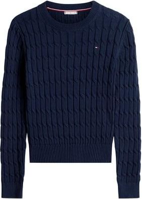 Tommy Hilfiger Pull droit &agrave; col rond en maille c&ocirc;tel&eacute;e de coton