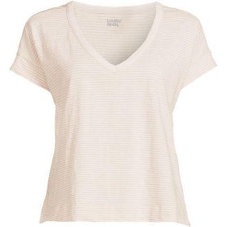 Lands End Baumwollshirt mit V-Ausschnitt, Damen, Größe:48-50 plus, Beige, Baumwolle, by Lands End