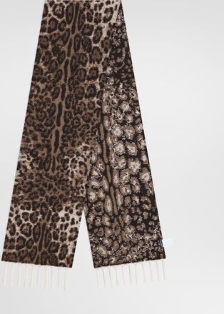 Dolce & Gabbana Stola Aus Wolljacquard In Leopardenoptik - Frau Schals Und T&uuml;cher Animalprint Pz
