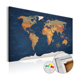 Paris Prix Paris Prix - Tableau en Li&egrave;ge Carte du Monde - Ink Oceans 80 x 120 cm