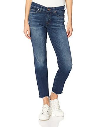 7 For All Mankind Mid Rise Roxanne Crop Jean slim, Bleu (Dark Blue 0pl), 40 /L32 (Taille fabricant: 27) Femme