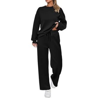 Generic Surv&ecirc;tement d&eacute;contract&eacute; pour femme - Sans capuche - Manches longues - Confortable - Sweatshirts et pantalons de jogging - Surv&ecirc;tement de sport - 2 pi&egrave;