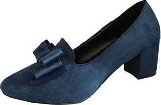 Generic Escarpins tendance pour femmes &agrave; t&ecirc;te ronde carr&eacute;e avec Mary Jane - En daim l&eacute;ger - Coupe large - Semelle int&eacute;rieure rembourr&eacute;e - Travail de bureau, n