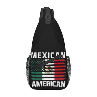 Generic Drapeau Mexicain-Am&eacute;ricain Sac &Agrave; Dos Bandouli&egrave;re Pratique Sacoche Epaule L&eacute;ger Sac Poitrine Pour Randonn&eacute;e Shopping Sport