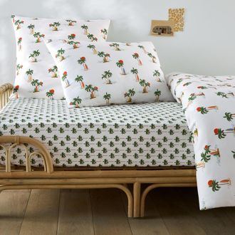 La Redoute Interieurs Drap-housse Enfant En 50% Coton Recycl&eacute; Bonnet 25 Cm Imprim&eacute; Palmiers Tapahi