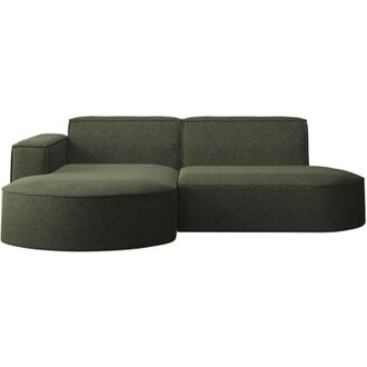 KAISER Ecksofa, Sofa L form, Couch L form MODENA L STUDIO stoff Neve Olive Links