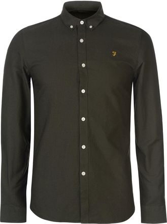 Farah Button-Down-Hemd f&uuml;r Herren, Oxford-Stil, Lang&auml;rmlig (Dunkelgr&uuml;n)