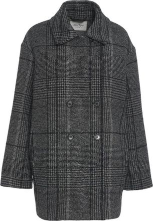 ottod'Ame Femme, Vestes, Gris, Taille: 42 FR Manteau Oversize à Double Boutonnage Noir