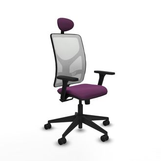 Piqueras y Crespo Arbeitsbankstuhl mit 3D-Armen, h&ouml;henverstellbarer Lendenwirbelst&uuml;tze und festem Kopfteil, ausgestattet mit 3 Positionen und Schneidschaum, Wei&szlig;/Violet