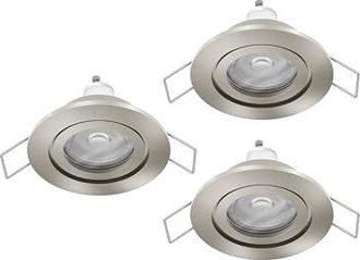 Eglo 3er Set LED Einbaustrahler Barranco, Deckenspot Badezimmer, Deckenstrahler aus Kunststoff in Silber, Badlampe warmwei&szlig;, inkl. GU10 Leuchtmittel, IP44