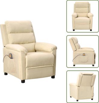vidaXL Massageliege mit Vibrationsfunktion - vidaXL Massagesessel Creme Stoff - 6-Punkt-Massage