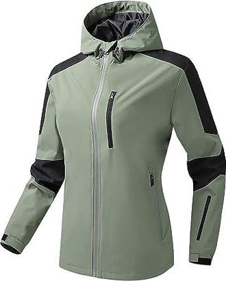 Generic Vestes pour femmes 2026 de couleur unie coupe-vent printemps et automne avec veste douce coupe-vent, Vert, 3XL