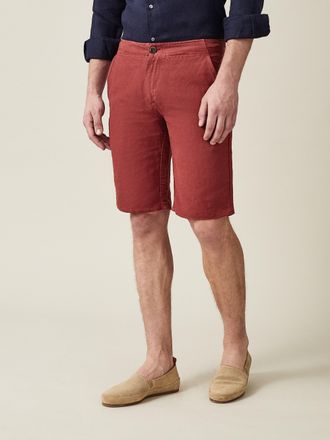 Luca Faloni Panarea-Shorts in Rot aus Leinen-Baumwolle f&uuml;r Herren