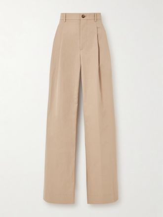 Wardrobe.NYC Pantalon Large En Coutil De Coton Mélangé À Plis - Neutres