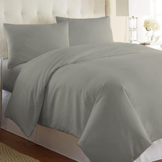 Pizuna 800 Fadenzahl aus Baumwolle Bettw&auml;sche Antikes Silber, 100% Langstaple Baumwolle Bettbezug und Kissenbezug, 100% Baumwolle Mako Satin 2-Teilig Bettw&auml;s